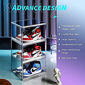 INSHA Shoe Box, 3 Pack Clear Shoe Boxes Stackable Shoe Organizers with Clear Door for SneakersPlastic Shoe Storage for US Size 12, 14.2 x 11 x 8.7 Inches