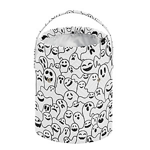 Aslsiy Yarn Bag Black and White Funny Ghosts Small Crochet Bag Knitting Project Bag for Yarns Crochet Accessories Gifts for Crocheter Knitter