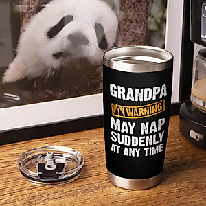 Leebbsin Funny 20oz Tumbler With Lid - Unique Gifts for Grandpa From Granddaughter, Grandson - Best Grandfather Birthday Gift, New Grandpa
