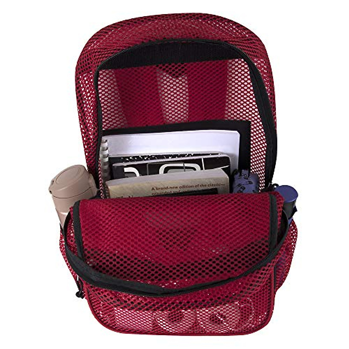 Collapsible Mesh Backpacks for Adults, School, Beach - Backpack with Reflective Strip and Wire Frame for Support (Red) Large