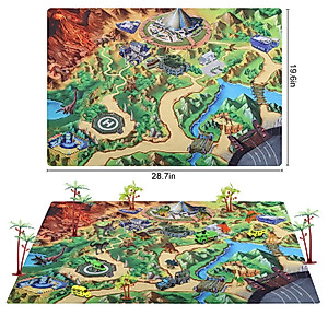 34 in 1 Dinosaurs Truck, Dino Transport Car Carrier Truck Toy with 12 Mini Dinosaur Figures and 4 Cars, Dino Park Toy Chritsmas Gift for 3+ Year Old Boys and Toddlers