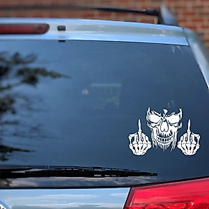 Skull with Middle Finger Vinyl Decals,Funny Car Stickers for Volvo S60,Nissan Juke,Hyundai I30,Jeep Grand Cherokee,Kia