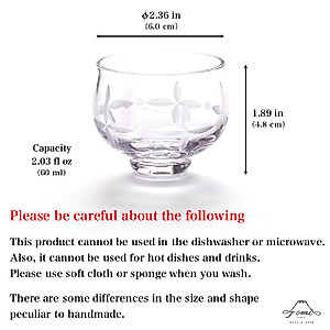 Tomi Craft, Otaru Kiriko Ochoko, Japanese Sake Cups, Beautiful Cut Glass, Craftsmen in Otaru Hokkaido, Hand Made in Japan, Tomi Glass OG101 (Clear)