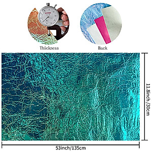 XHT Holographic Faux Leather Fabric, 30 x 135 cm Iridescent Synthetic PU Leather for Handbags Wallets Making DIY Handicrafts, Dark Green