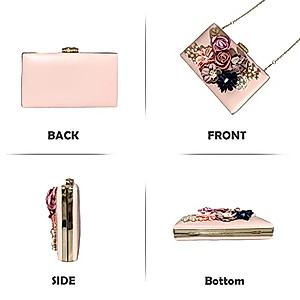 Clutch Evening Handbag Purses for Women Wedding, Flower Bag Formal Bridal Floral Party Prom Bag (pink)