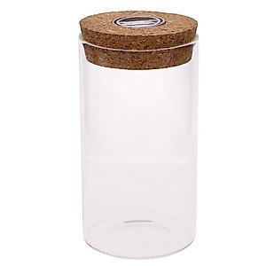 12cm Cylinder Glass Jar Clear Glass Storage Bottle with Cork Stopper Colorful LED Light