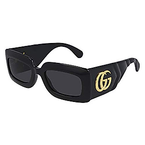 Gucci Women's Matelasse 90s Rectangular Sunglasses, Black Black Grey, One Size