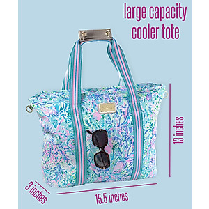 Lilly Pulitzer Picnic and Beach Cooler, Insulated Cooler Bag with Adjustable Shoulder Strap and Zippered Top, Large Soft Cooler for Groceries or Travel, Soleil It On Me