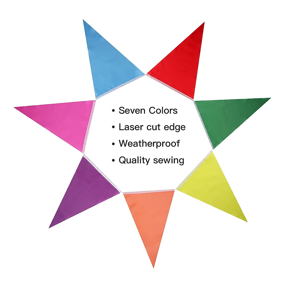 Reusable Pennant Banner, 30 Foot Rainbow String Flags, Kids Birthday Party Decoration, Carnivals, Indoor and Outdoor Events