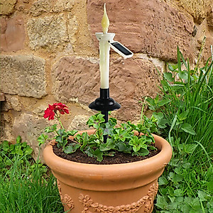 Tookie LED Candle Light, 4pcs Dual Use Solar Power Long Candle Light with Warm White Flickering Flame, Auto On/Off Solar Light for Garden Pathway Driveway Landscape Patio Deck Yard(Size:18.27inch)