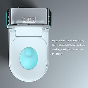 Smart Toilet with Auto Open/Close Lid, Bidet Toilet Pump-assisted, Blackout Flush, Heated Seat, Dual Auto Flush, Warm Water, Foot Sensor Operation, Tankless Elongated Toilets with LED Display