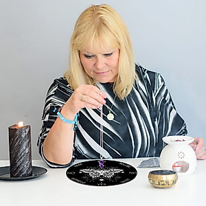 Blulu Butterfly Pendulum Board Dowsing Necklace Divination Altar Witchcraft Wooden Kit Chart Wiccan Wand Crystal Divinity Metaphysical Message Quartz Chakra Healing Stone(Black)
