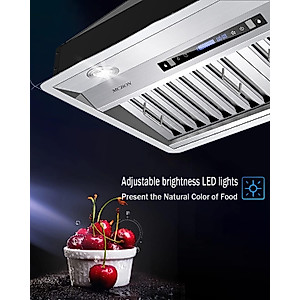 MCBON Range Hood Insert 30 inch,950 CFM Range Hood Insert,Remote Control Insert Range Hood,4-Speed Vent Hood Insert, Heat Sensor&Touch Panel,Ducted/Ductless Hood Range Insert,Stainless Steel,AE88-30-1