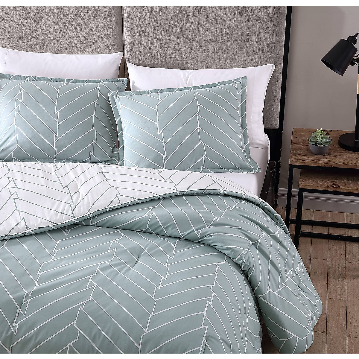 City Scene Ceres Collection Duvet Cover Set-100% Cotton, Reversible & Ideal for All Seasons, Softens with Each Wash, King, Mint