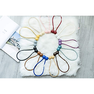 AINAAN 2 Packs Magnetic Curtain Tiebacks Unique Wooden Balls for Home Office Kitchen Sheer Blackout Panels, Light purple