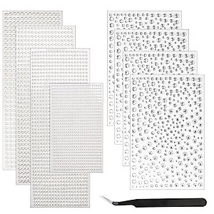 8 Sheets 4100 PCS White Pearl Rhinestone Stickers,3D Self Adhesive Face Gems Stick on Hair Eyes Face Body Makeup Flat Pearl Eyeshadow Sticker Tattoo Gem Women Nail Art Decoration DIY Craft Rhinestones