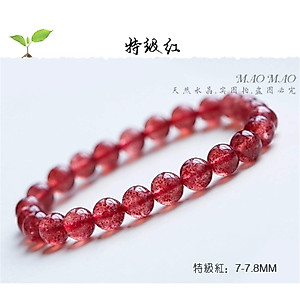 Muko Gemstone Natural Red Strawberry Quartz Crystal Clear Round Beads Women Bracelet 7mm AAAAA