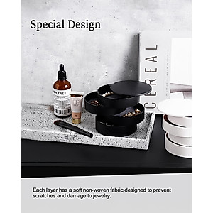 CONBOLA Jewelry Organizer, Small Jewelry Storage Box Earring Holder for Women, 5-Layer Rotating Travel Jewelry Tray Case with Lid for Bracelets Rings Bracelets(White)