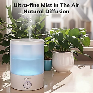 YOGIN Humidifiers for Bedroom Large room,Top fill 2.5L Ultrasonic cool mist Humidifiers for Baby Nursery and Plants,Up to 24 Hours, 24db Quiet,Night Light, Auto Shut Off, Easy Clean Humidifier