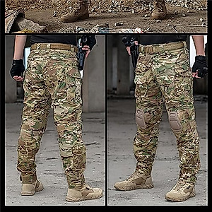 Alonepat Men Combat with Knee Pads Army Military Hunting Tactical Trousers Multicam Hiking Camping Pants Gray XXL
