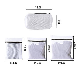 4 Pack Mesh Laundry Bags, Household Washing Machine Net Bag Fine Mesh Laundry Bag with Non Rusting Zipper Suitable for Shirts, Socks, Underwear and Baby Clothes