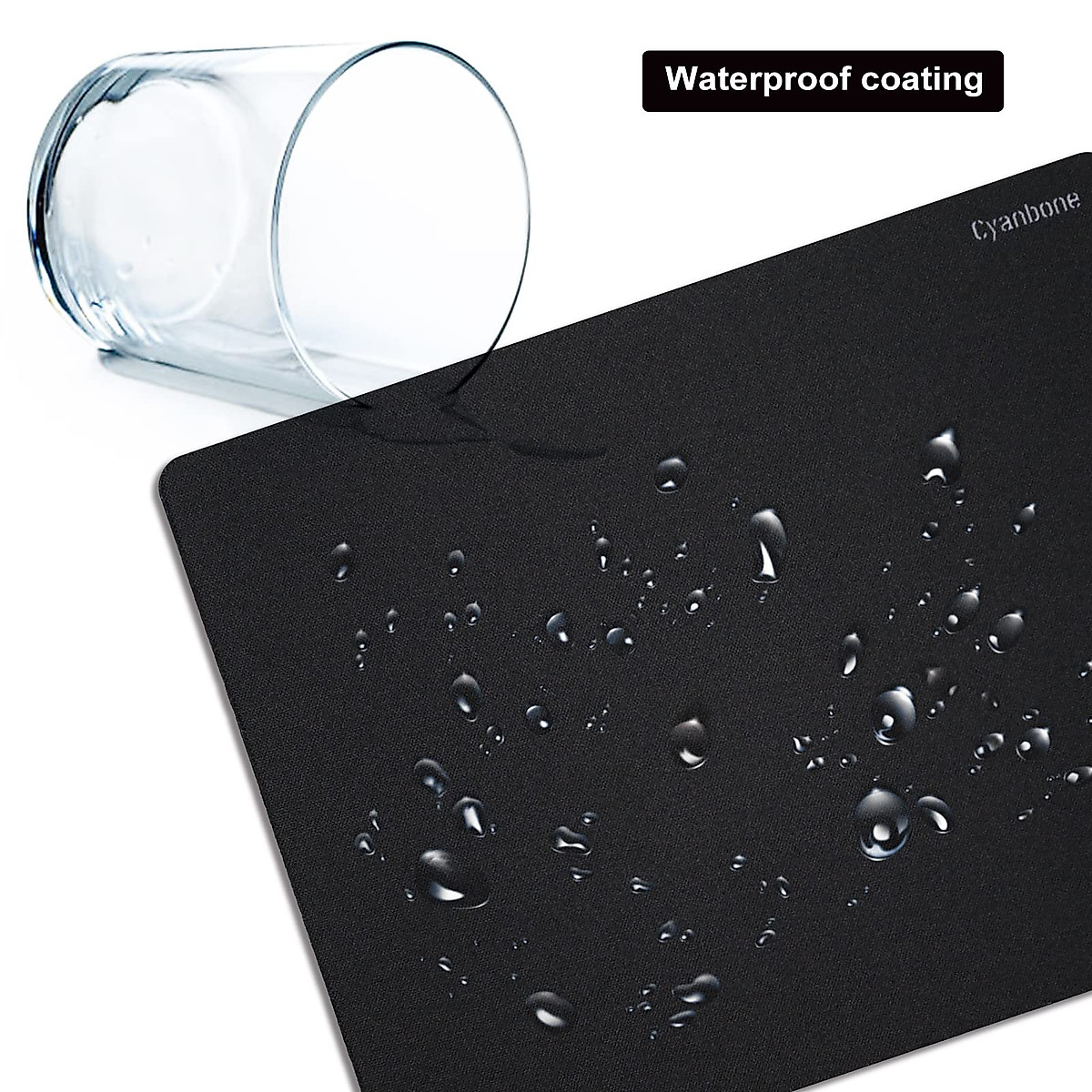 Cyanbone Mini Mouse Pad Small Size 2 Pack, Portable Mouse Pad for Laptop Waterproof, Cute Travel Mousepad Black with Non Slip Rubber Base for Wireless Mouse - 5.5 x 7 Inch