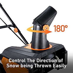 Kapoo Snow Thrower, 18 Inch Electric Snow Blower, 13 Amp, Steel Auger, 180° Rotatable Chute and Overload Protection, Black & Orange bb01