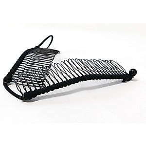 GETAGOTA 2 Pieces Banana Clips Comb Hair for Thick Hair for Women Adjustable Stretch Ponytail Holder Accessory Double Combs Thick Curly Heavy Hair Grip Styling Maker Tool Clip Clincher for Girls and Womens (black_2p)