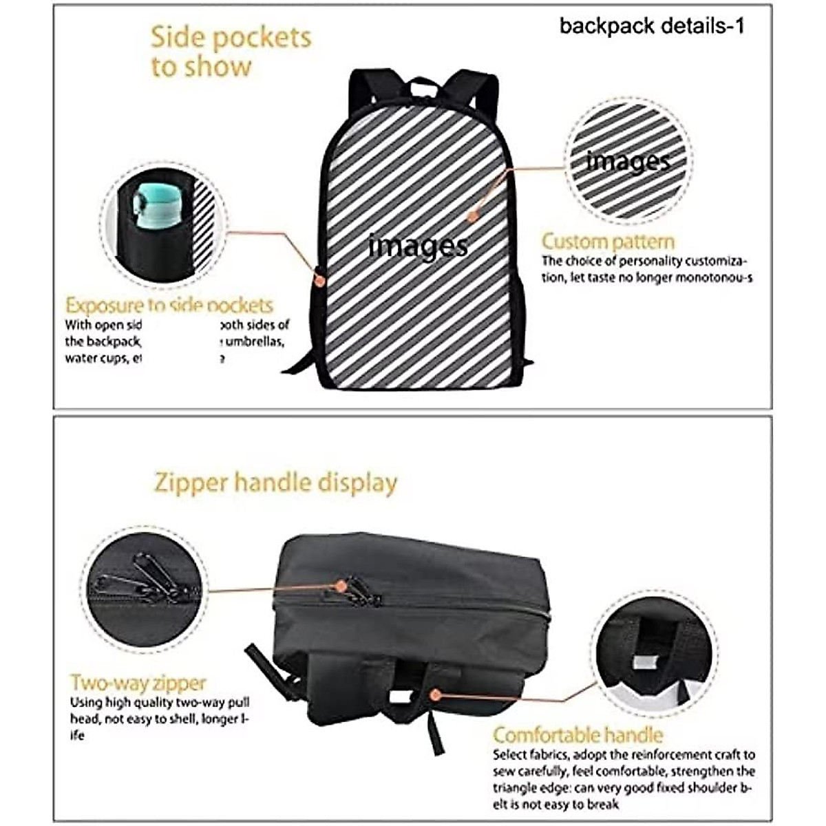 Howanight American Flag Camo Deer Hunting Backpack for Girls Boys Primary School Bag+Lunch Box+Pencil Holder Set