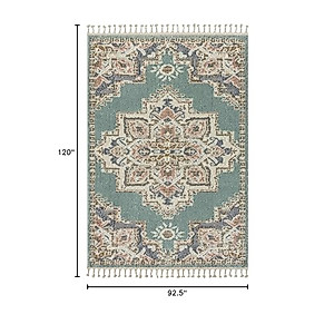 LUXE WEAVERS Southwestern Medallion Fringe Blue 8x10 Area Rug