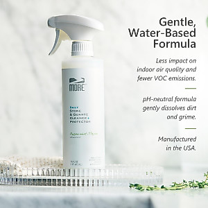 MORE Stone & Quartz Cleaner + Protector - Water-Based Surface Spray - Granite, Quartz & Marble Cleaner - For Kitchen & Bathroom Countertops & Floors - Peppermint-Thyme Essential Oil - Pint (16oz)