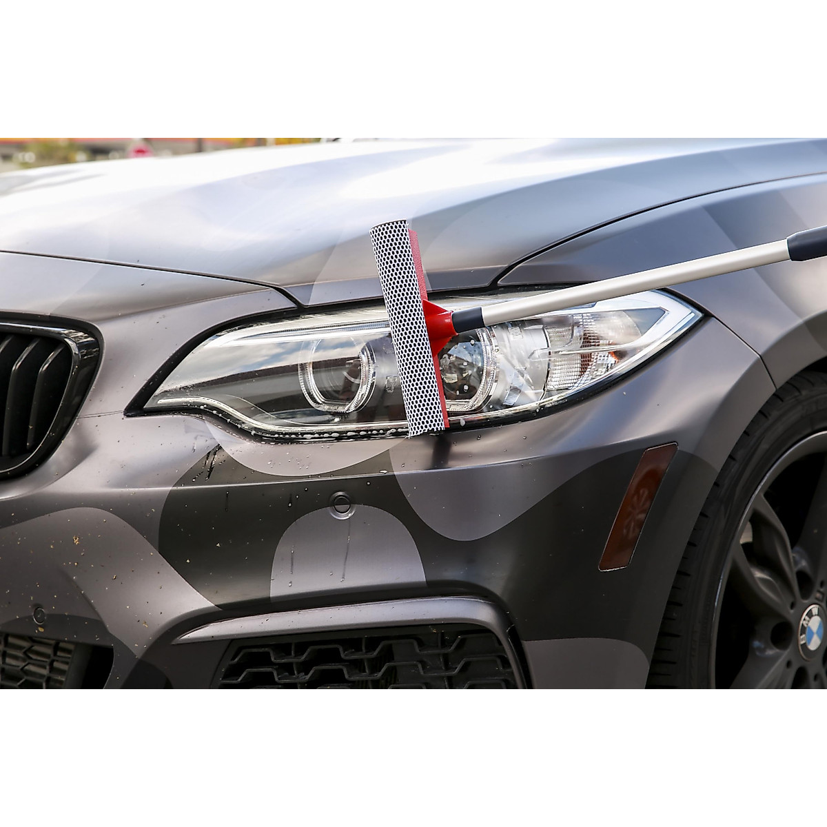 Squeegee for Window Cleaning with Long Handle, 2-in-1 Window Squeege for Home, Car Windshield, Mirror, Glass Cleaning with Extension Pole 18"-30"