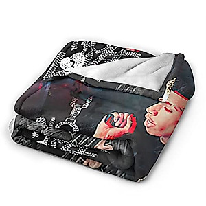 Nle Rapper Choppa Music Collage Throw Blanket Packable Classic Lightweight Blankets Decor for Bed Couch Living Room Travel Outdoor 80"X60"