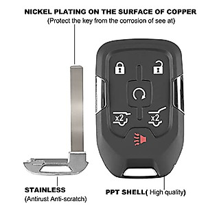 Self-Programmable Replacement for Proximity Smart Key Fob for 2015 2016 2017 2018 2019 2020 Chevy Suburban Tahoe GMC Yukon (FCC:HYQ1AA) 1 pcs