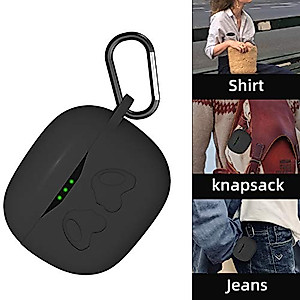 JBL Tune 120TWS/125 TWS Case Cover, Alquar Premium Soft Silicone Skin, Shock-Absorbing Anti-Scratch Protective Cover with Keychain for JBL Tune 120TWS/125 TWS[Front LED Visible](Black)