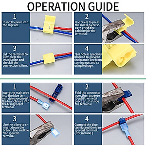 QOOSIKICC 80 Pcs Quick Splice Wire Connectors, Solderless Quick Splice Snap Electrical Wire Connectors, Insulated Electrical Wire Crimp Connectors Terminal Joint, 22-10 AWG