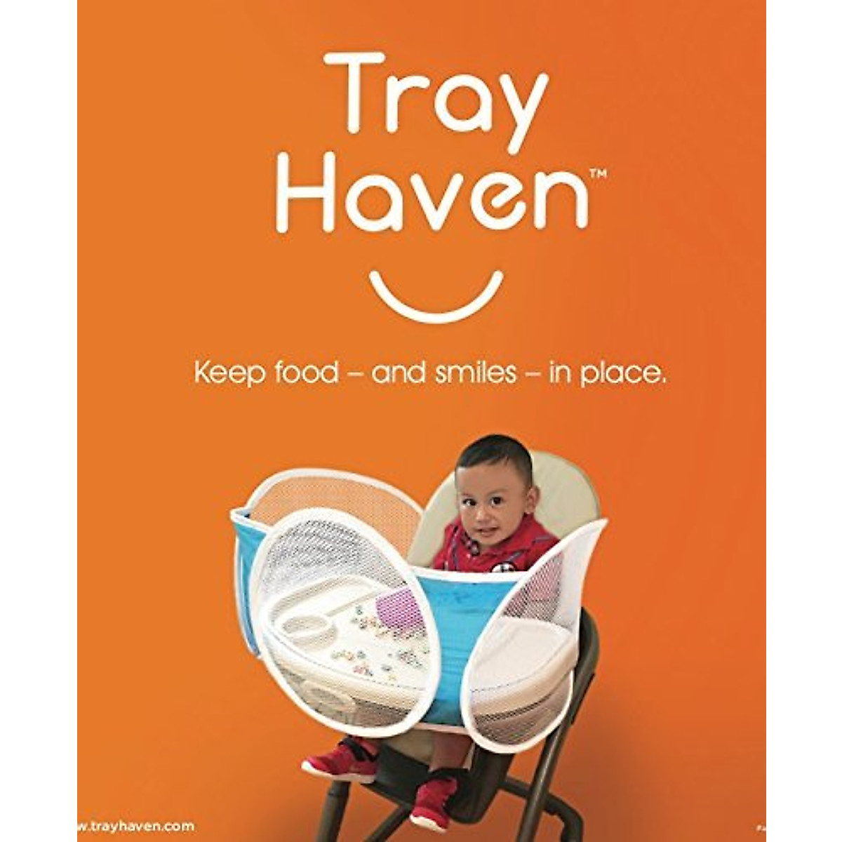 Tray Haven, The Original High Chair Accessory Keeps Food Toys and Cups From Falling, Blue