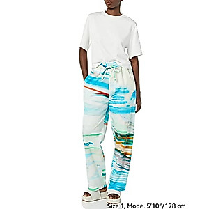 rare/self All-Gender Pull-on Wide Leg Twill Pant, Blue Digital Print, 2