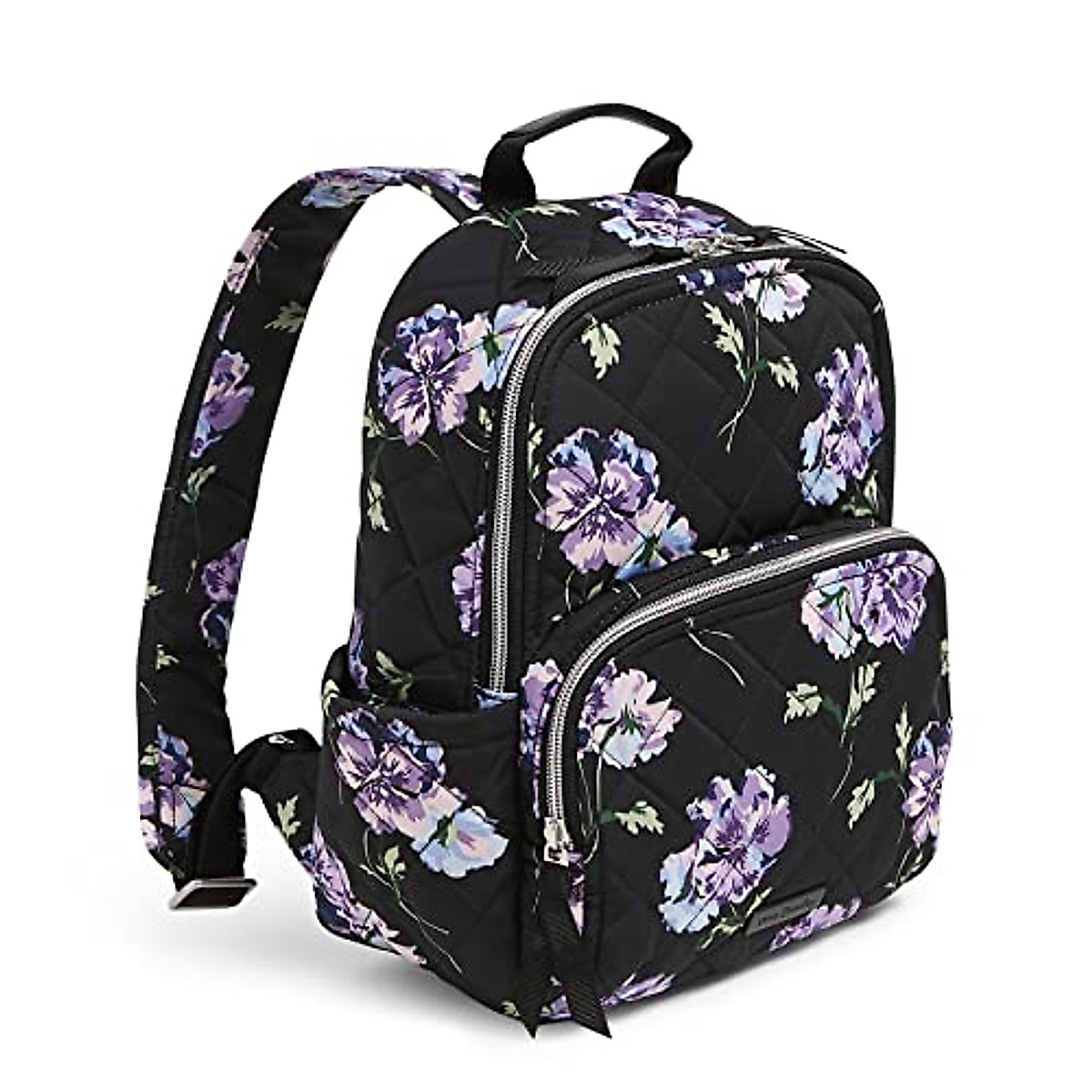 Vera Bradley Women's Performance Twill Small Backpack, Floating Plum Pansies, One Size