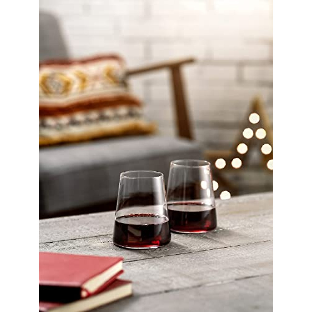 Modern Stemless Wine Glasses Set of 4-17 oz Stemless Wine Glasses, European Wine Glasses Stemless, Unique White Wine Glasses, Large Bowl Drinking Glass for Red Wine, Dishwasher Safe, Gifts