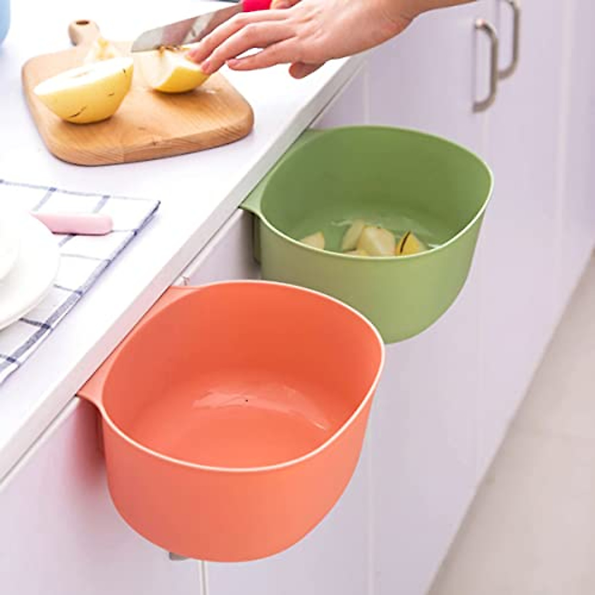 Alipis Plastic Bins Bins 2 pcs Storage Garbage Home Office Green for Kitchen Friendly Environmental Hanging Bin Cabinet Cover Wastebasket Door Without Rubbish Can Trash Rubbish Container