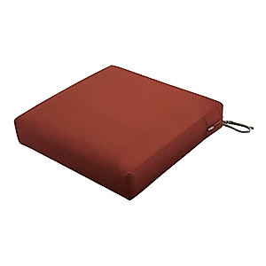Classic Accessories Ravenna Water-Resistant 21 x 19 x 5 Inch Outdoor Seat Cushion, Durable Patio Furniture Cushion with Straps,Spice, Patio Loveseat Cushion