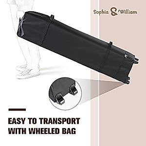 Sophia & William 11' x 11' Pop Up Gazebo Foldable Canopy with Netting and Curtain Portable Wheeled Bag, Brown Double-roof Gazebo for Patio Lawn Garden Backyard