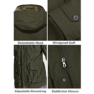 MAGCOMSEN Winter Coats for Mens Military Parka Jacket Fleece Lined Winter Cargo Jackets Army Green L