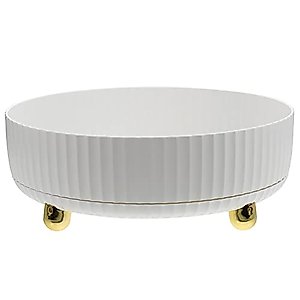 Swivel Storage Tray Small Makeup Jewelery Organzer Makeup Container Bread Cake Holder Counter Storage Organizer Trinket Storage Tray Round Gift Tray Pp Perfume White Desk To Rotate