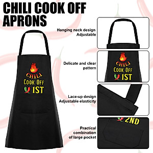 Toulite 12 Pcs Chili Cook off Prizes Chili Cook off Decorations, Include 3 1st 2nd 3rd Chili Cook off Trophies, 3 Kitchen Cooking Aprons, 3 Chef Hat, 3 Engraved Spoon for Men Women Award Ceremony