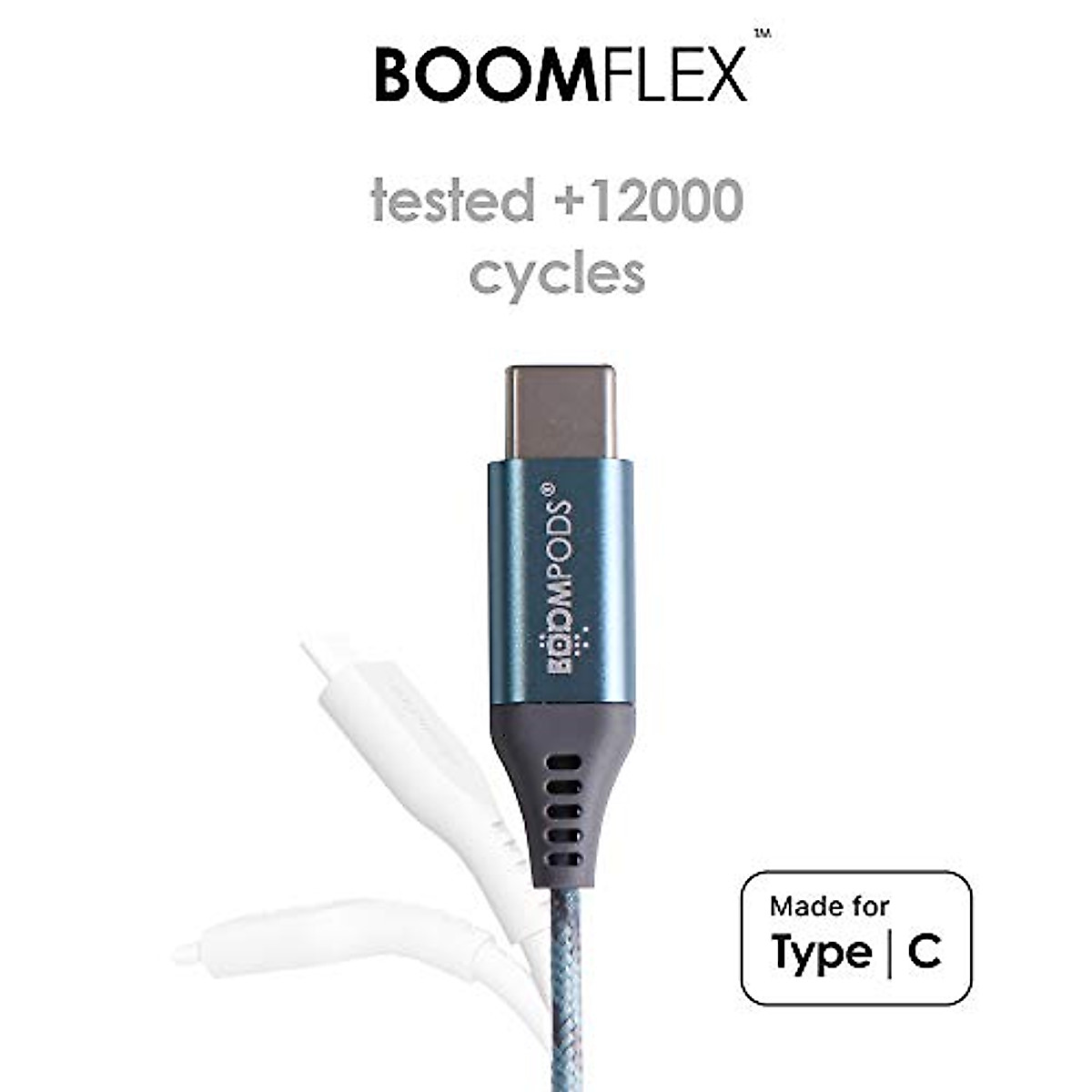 BoomPods Digibuds USB-C Headphones - Best in-Ear Digital Earbuds with USBC Type Connector, Fabric Braided Cable, Sweatproof, Wired Inline Controls for Seamless Entertainment (Ice Blue)