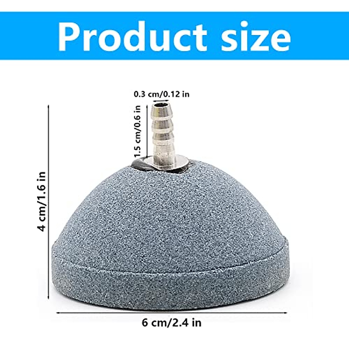 BLLREMIPSUR 2 Inch Air Stone Aquarium Bubble Diffuser, Hemisphere Shaped Airstones Oxygen Stone for Fish Tank, Pump and Hydroponics, Fits for 0.157 Inch / 4 mm Inner Dia Tube