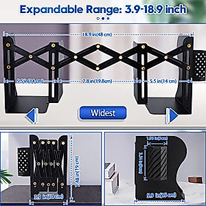 Heavy Duty Book End to Hold Books + Detachable Pen Holder, Adjustable Bookends Book Holder for Shelves, Decorative Book Organizer for Desk, Sturdy Metal Book Ends Binder Holder for Tabletop