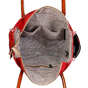 CLA Upcycled Vintage Canvas & Leather Handbag, Cowhide Leather and Canvas Bag, canvas Handbag for women, Canvas Tote Bag, Canvas Hobo Bags for women